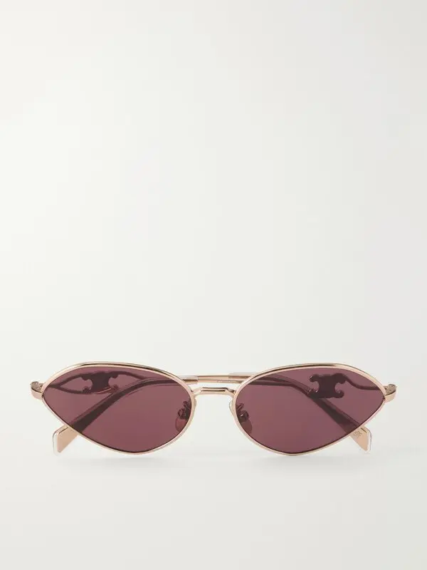 Celine Wire 01 Oval-frame -tone Metal Sunglasses - Gold