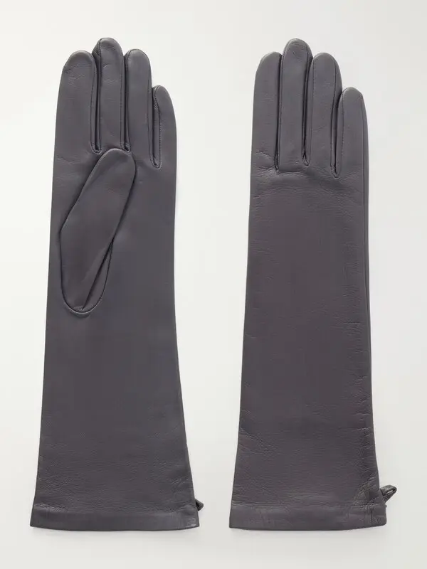 AGNELLE Celia Leather Gloves - Gray