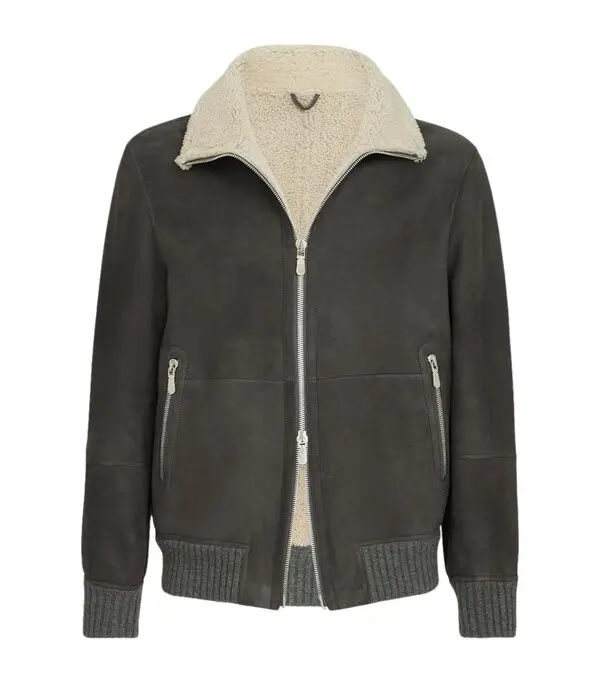 Brunello Cucinelli Suede-shearling Bomber Jacket