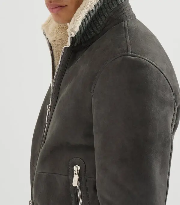 Brunello Cucinelli Suede-shearling Bomber Jacket