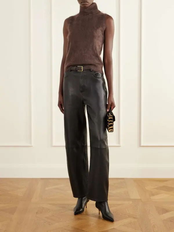 Veronica Beard Mazzy Brushed Cashmere Turtleneck Vest - Brown