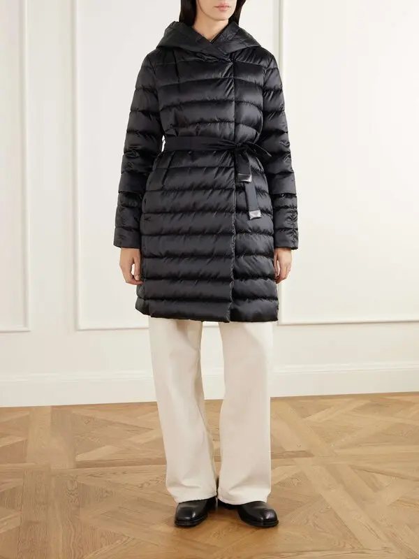 Max Mara Novef Reversible Quilted Satin Down Coat