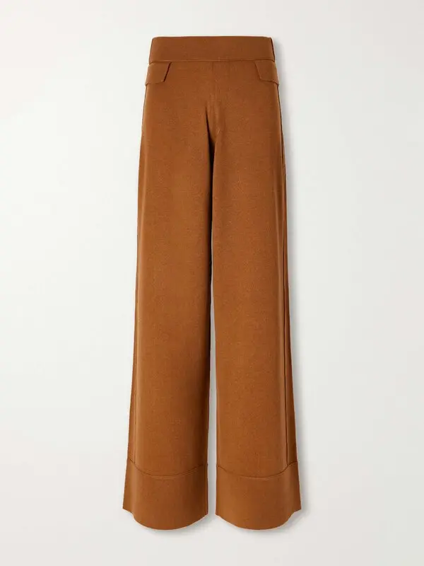 ALLUDE Wool And Cashmere-blend Mid-rise Wide-leg Pants
