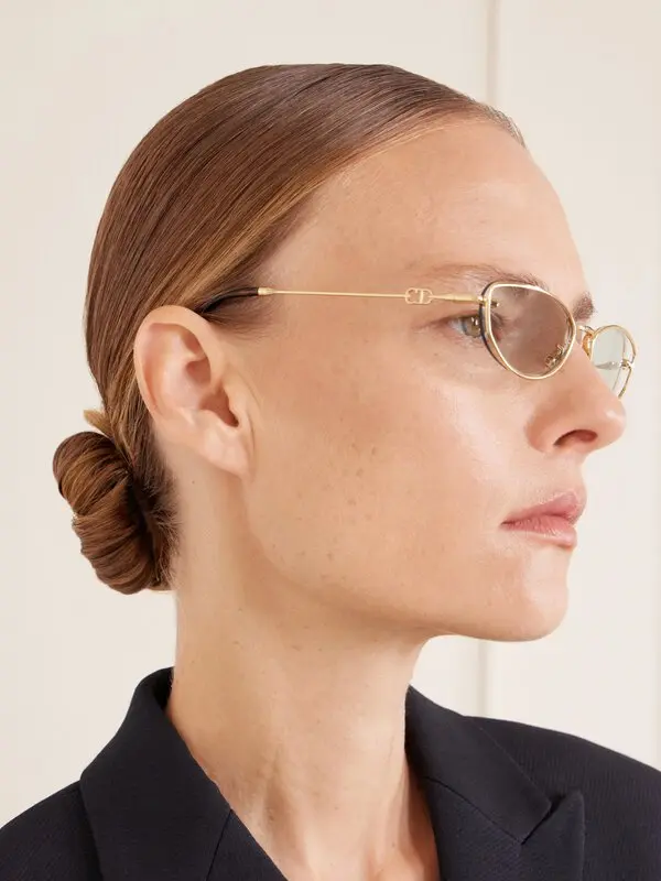 Dior Petit Cd B1u Cat-eye -tone And Acetate Sunglasses - Gold