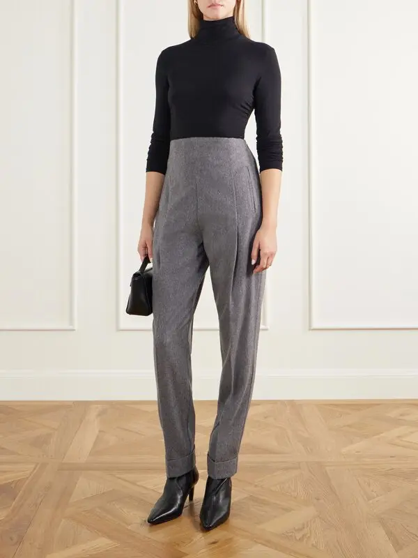 Co Pleated Wool And Cashmere-blend Twill Tapered Pants