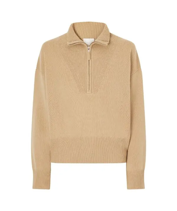 ALLUDE Troyer Cashmere Half-zip Polo Sweater - Neutrals