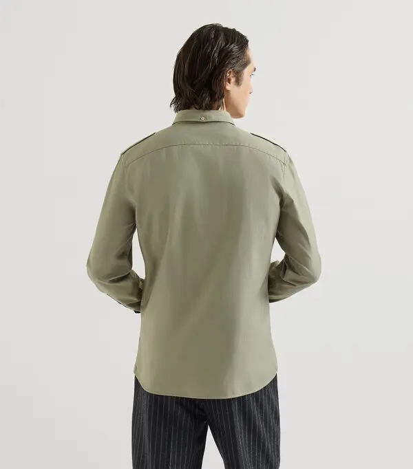 Brunello Cucinelli Cotton Garment-dyed Chevron Shirt