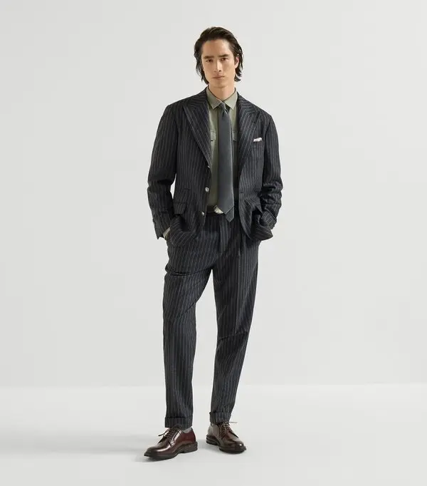 Brunello Cucinelli Cotton Garment-dyed Chevron Shirt