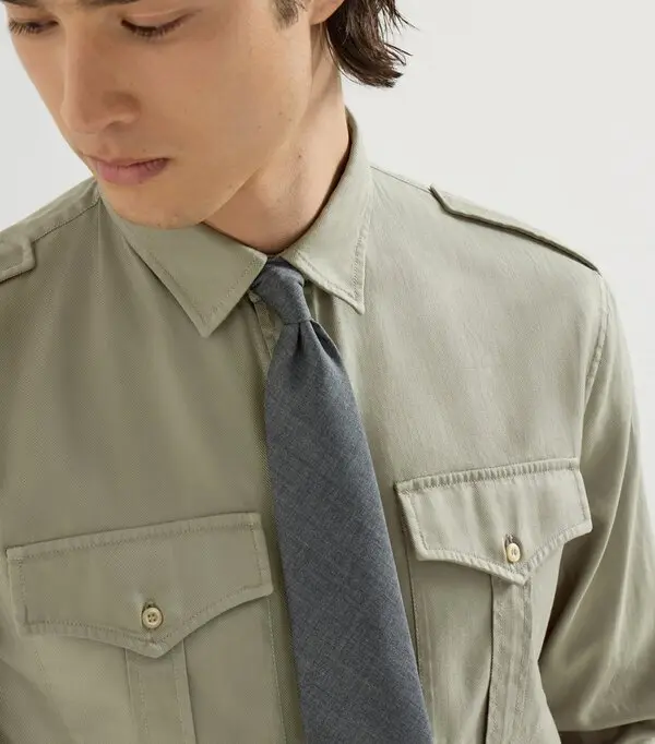 Brunello Cucinelli Cotton Garment-dyed Chevron Shirt