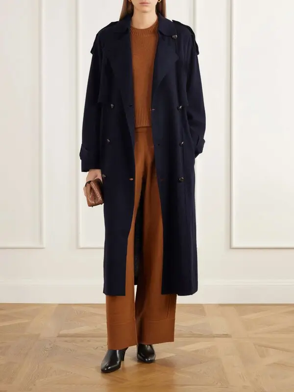 ALLUDE Belted Wool And Cashmere-blend Trench Coat