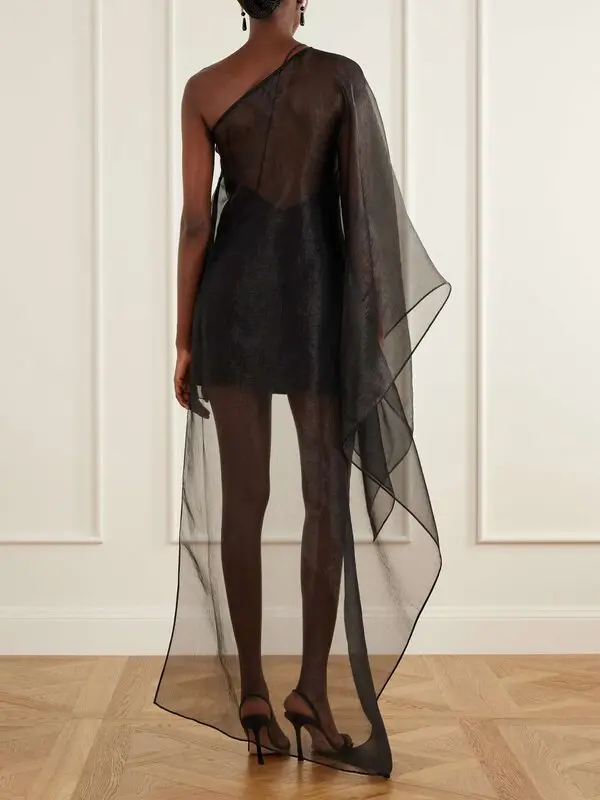 TALLER MARMO Boston One-shoulder Layered Organza Mini Dress