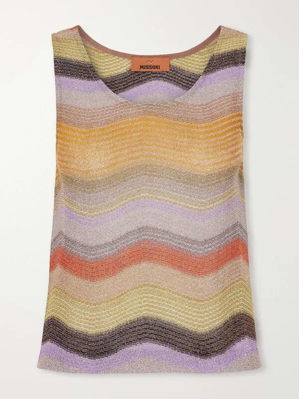 Missoni Striped Metallic Crochet-knit Tank Top