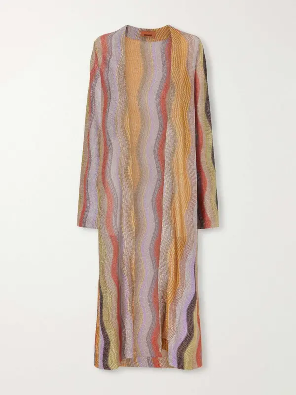 Missoni Striped Metallic Crochet-knit Cardigan