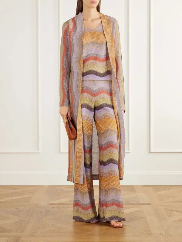 Missoni Striped Metallic Crochet-knit Cardigan