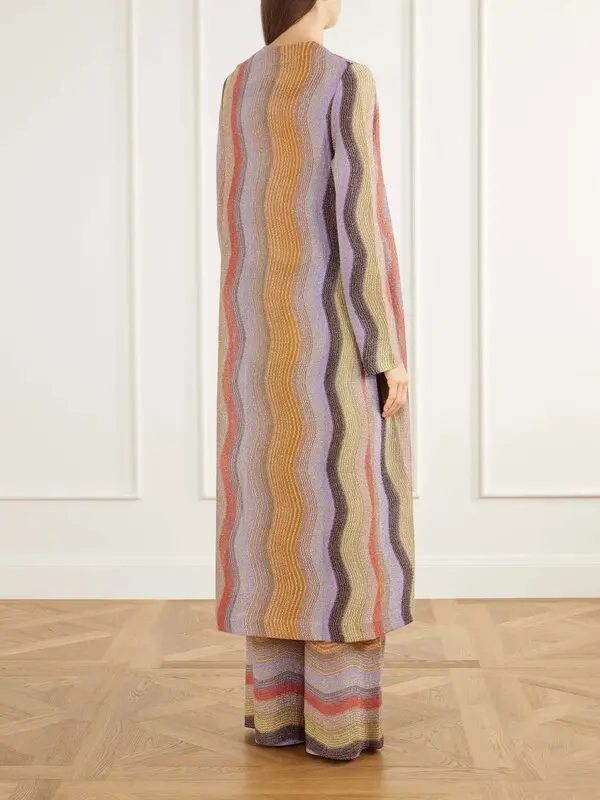 Missoni Striped Metallic Crochet-knit Cardigan