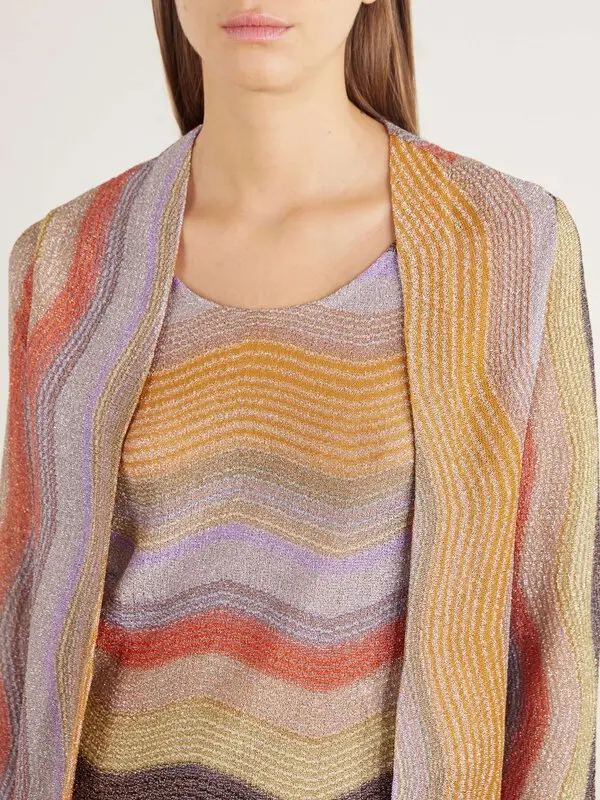 Missoni Striped Metallic Crochet-knit Cardigan
