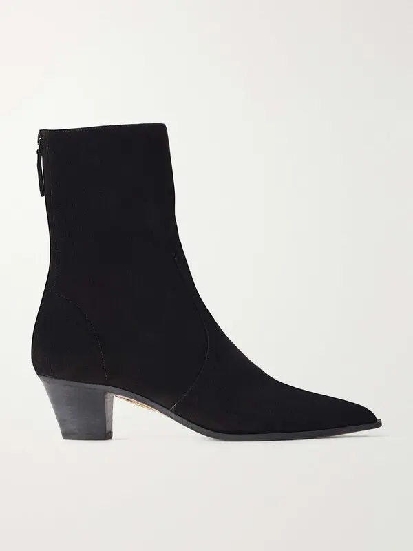 AQUAZZURA Brunswick Bootie 45 Suede Ankle Boots - Black