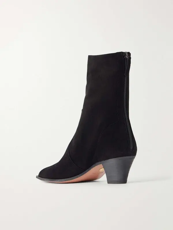 AQUAZZURA Brunswick Bootie 45 Suede Ankle Boots - Black