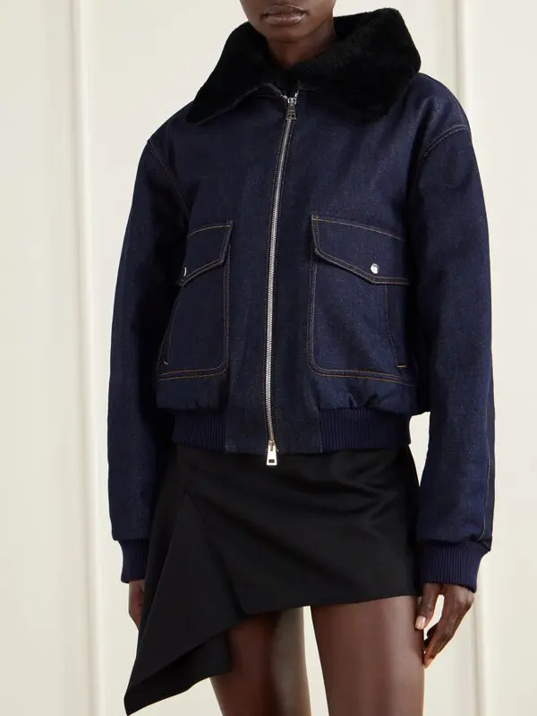 Givenchy Denim Shearling-trimmed Blouson Jacket