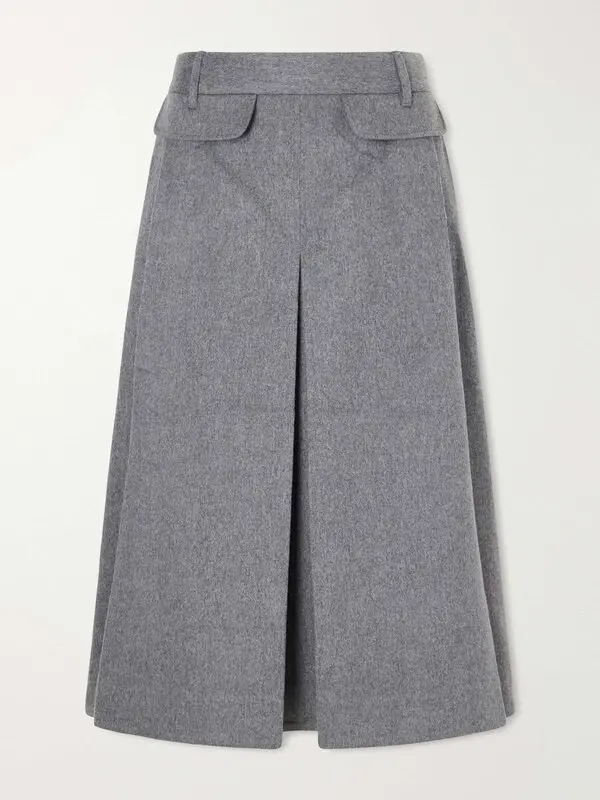 Co Brushed Pleated Virgin Wool And Cashmere-blend Midi Skirt