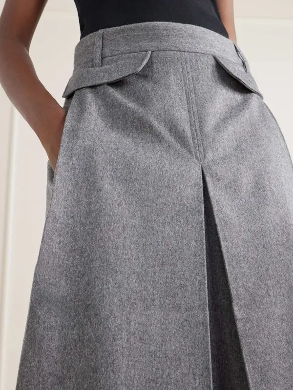 Co Brushed Pleated Virgin Wool And Cashmere-blend Midi Skirt