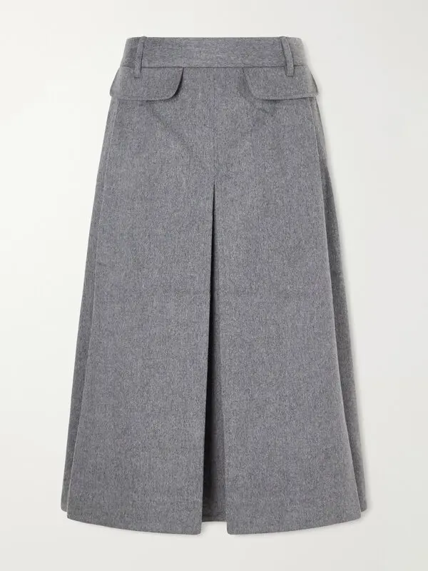 Co Pleated Wool And Cashmere-blend Midi Skirt - Gray
