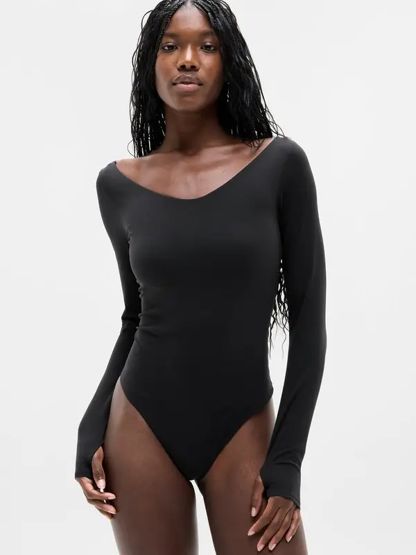 Athleta Bodymove V-neck Long Sleeve Bodysuit