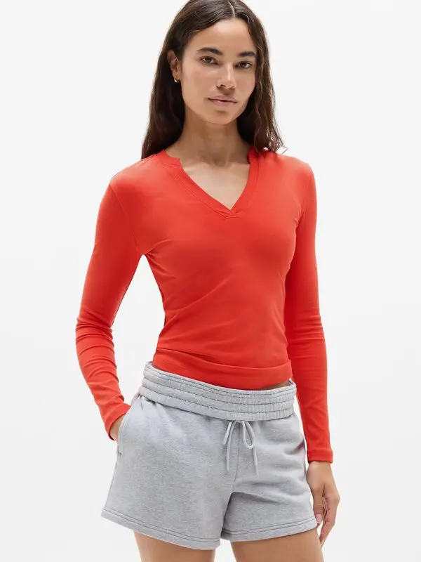 Athleta Signature Rib V-neck Top - Ember