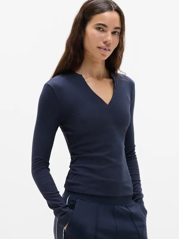 Athleta Signature Rib V-neck Top - Navy