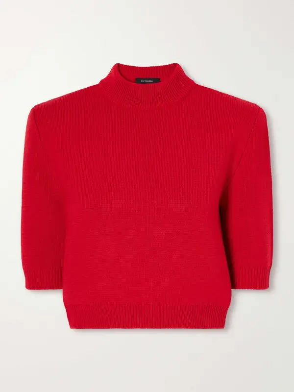 WILLY CHAVARRIA Chavela Cropped Wool Sweater - Red