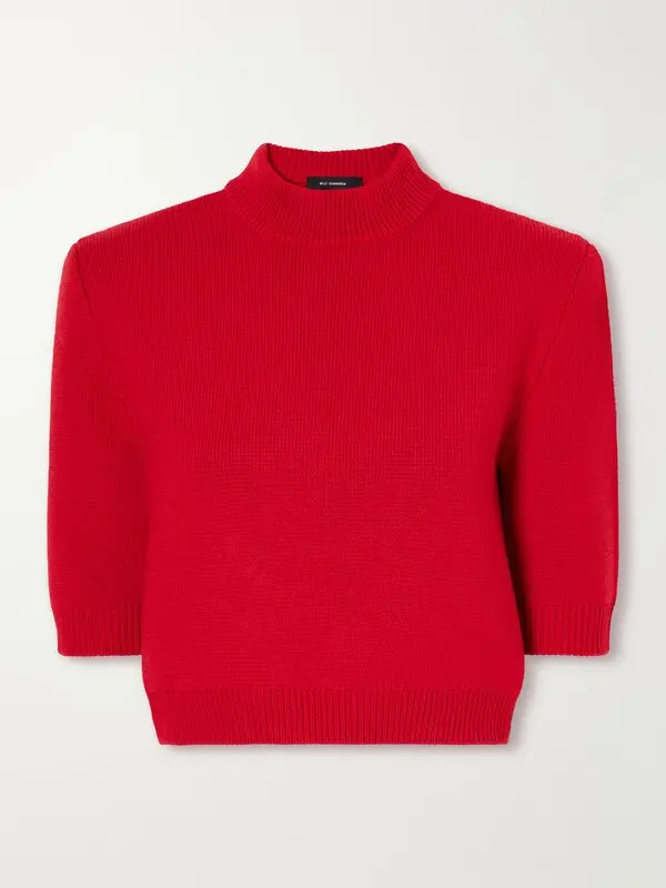 WILLY CHAVARRIA Chavela Cropped Wool Sweater - Red