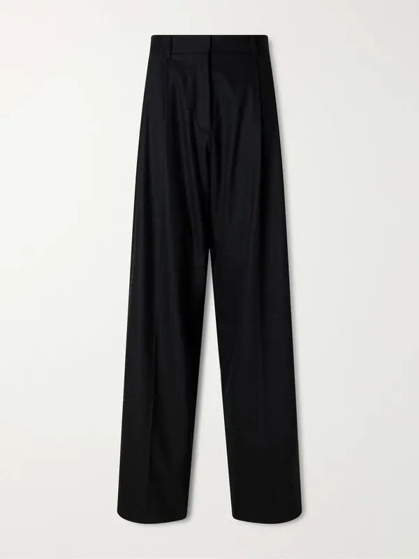 Khaite August Pleated Wool-blend Straight-leg Pants