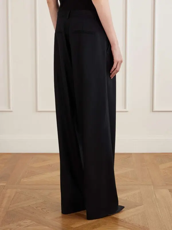 Khaite August Pleated Wool-blend Straight-leg Pants