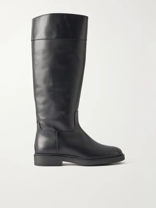 AQUAZZURA Ride 30 Paneled Leather Knee Boots - Black