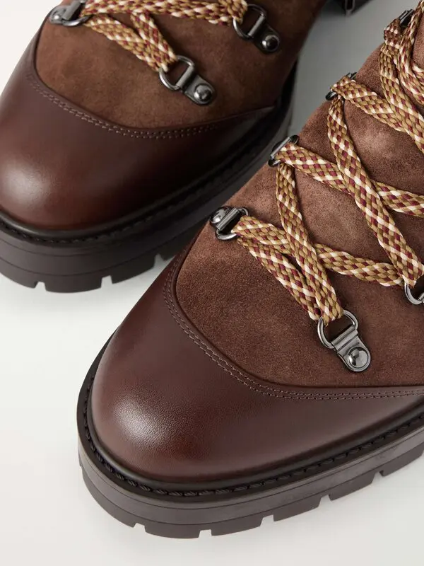 AQUAZZURA Val D'isere Shearling And Leather-trimmed Suede Ankle Boots
