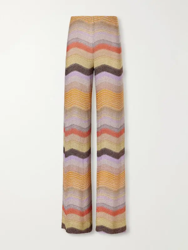 Missoni Striped Metallic Crochet-knit Wide-leg Pants - Multi