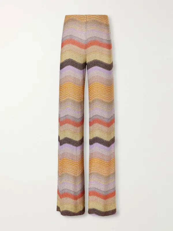 Missoni Striped Metallic Crochet-knit Wide-leg Pants