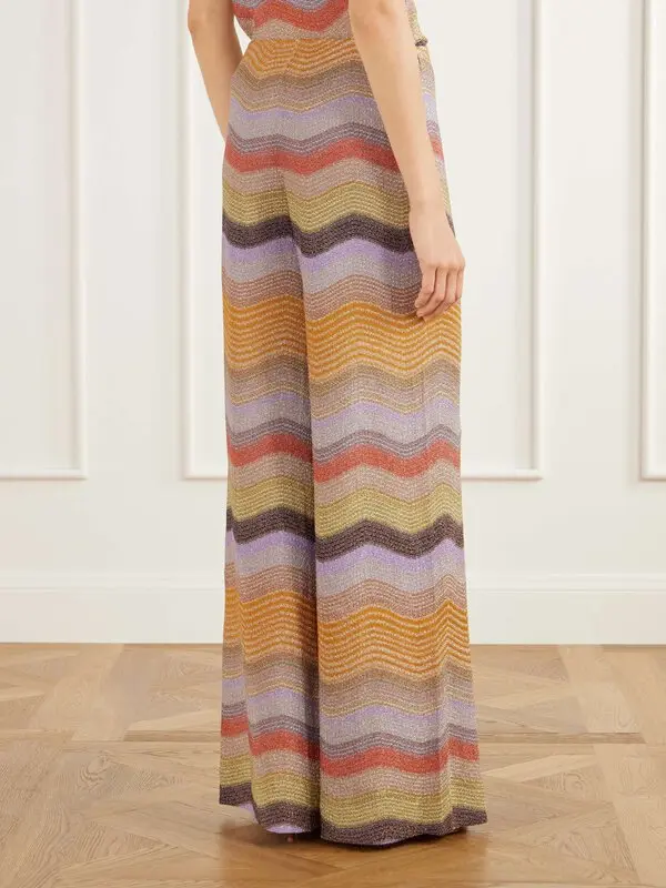 Missoni Striped Metallic Crochet-knit Wide-leg Pants