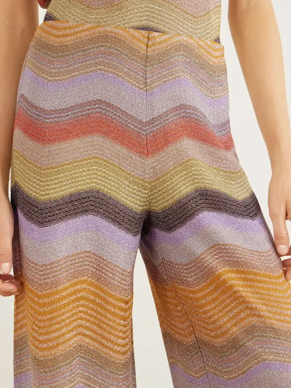 Missoni Striped Metallic Crochet-knit Wide-leg Pants