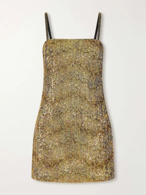 Missoni Striped Metallic Crochet-knit Mini Dress