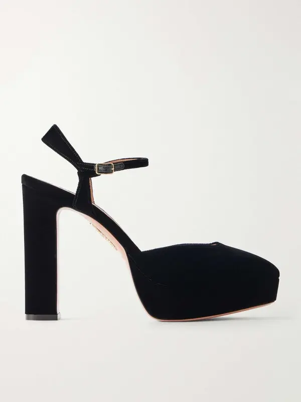 AQUAZZURA Amira 110 Velvet Pumps