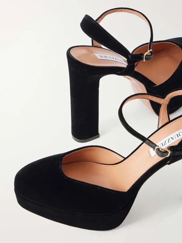 AQUAZZURA Amira 110 Velvet Pumps