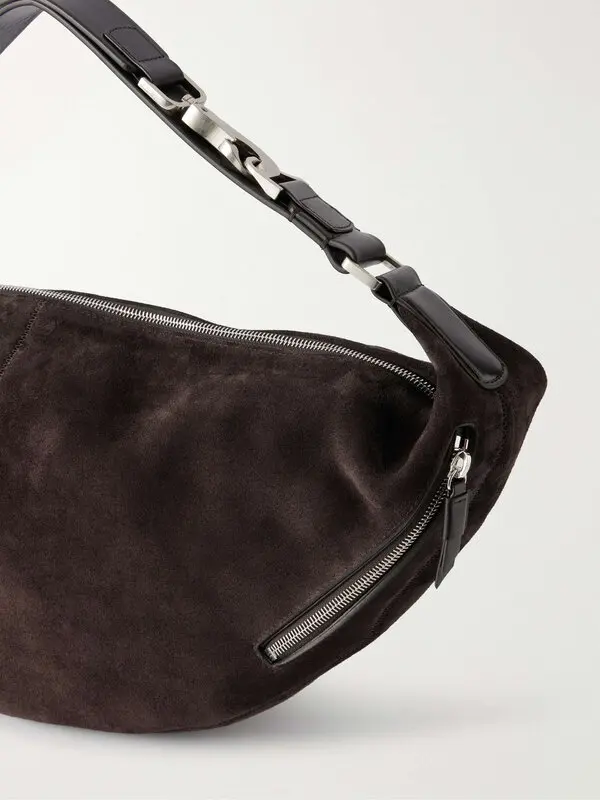 LEMAIRE Quiver Clip Mini Leather-trimmed Suede Shoulder Bag