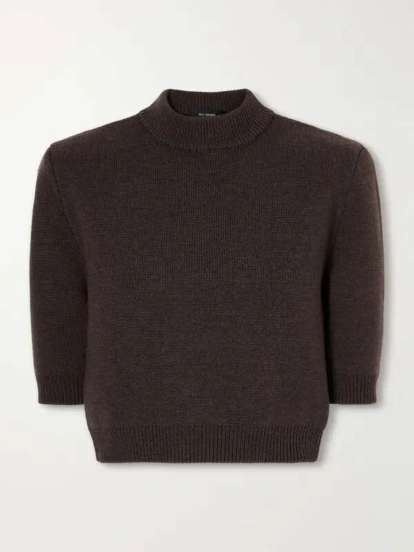 WILLY CHAVARRIA Chavela Cropped Wool Sweater - Brown