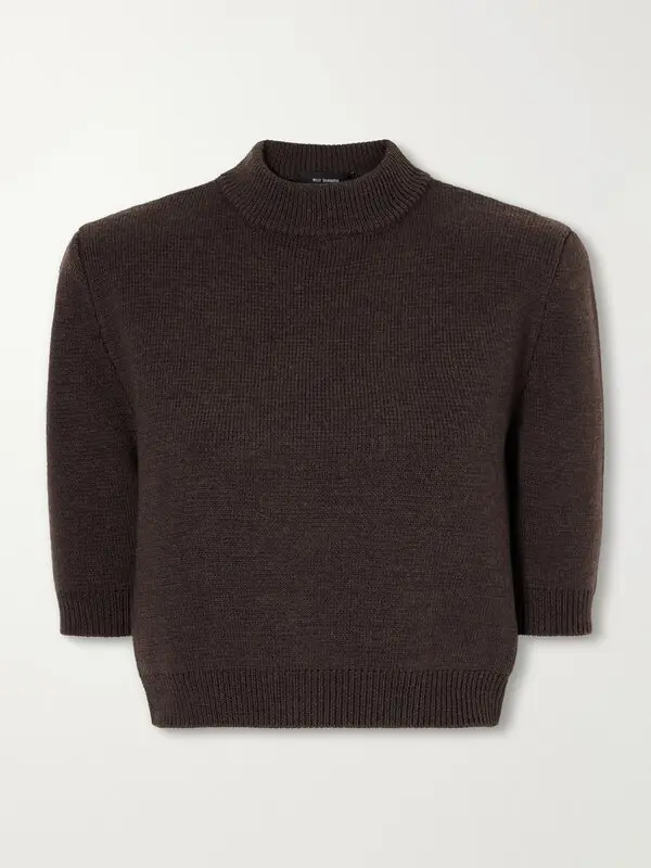 WILLY CHAVARRIA Chavela Cropped Wool Sweater - Brown