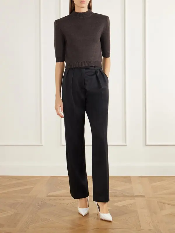 WILLY CHAVARRIA Chavela Cropped Wool Sweater - Brown