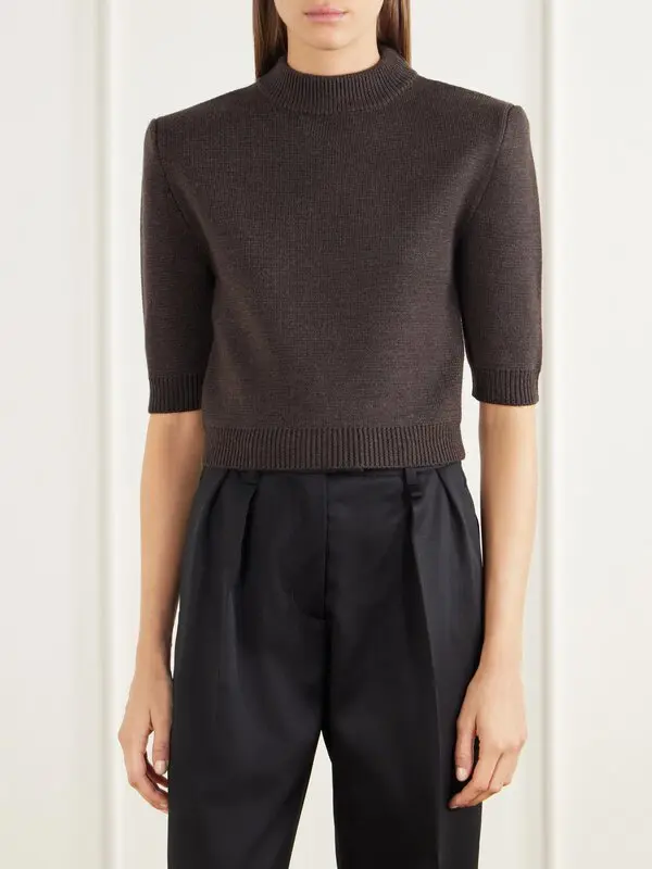 WILLY CHAVARRIA Chavela Cropped Wool Sweater - Brown