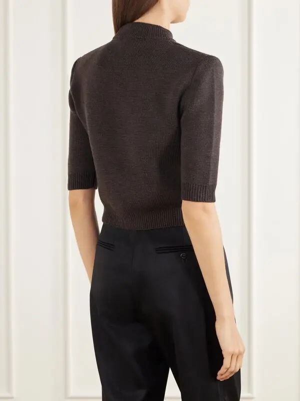 WILLY CHAVARRIA Chavela Cropped Wool Sweater - Brown