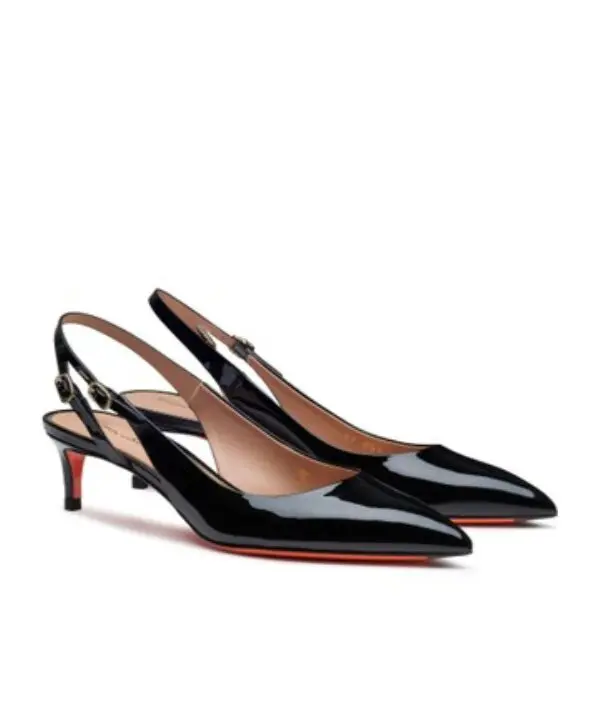 Santoni Low-heel Slingback Pumps - Black