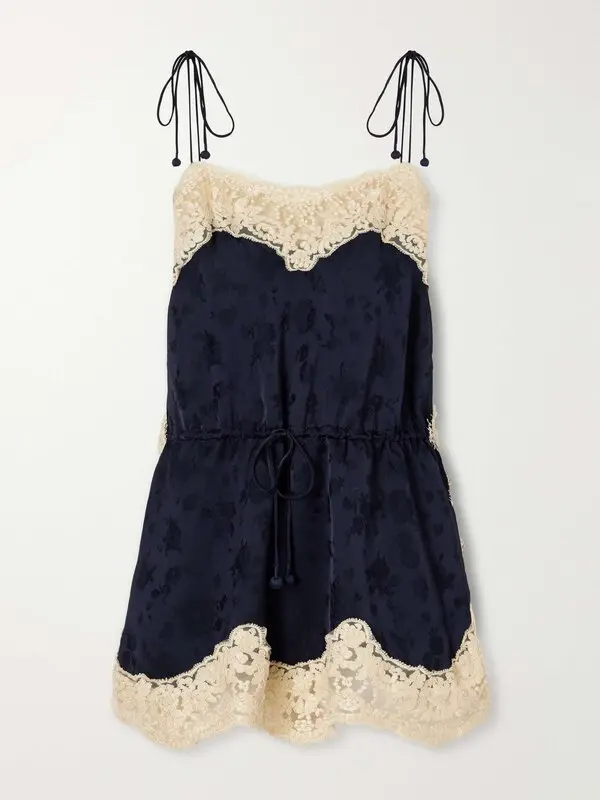 Sea Shay Gathered Lace-trimmed Floral-jacquard Camisole